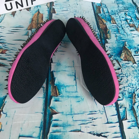 UNIF | Shoes | Unif Hellraiser Bubblegum Pink Spiked Flats Nib | Poshmark